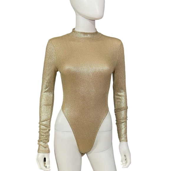 Fashion17 | Tops | Gold Long Sleeve Bodysuit | Poshmark